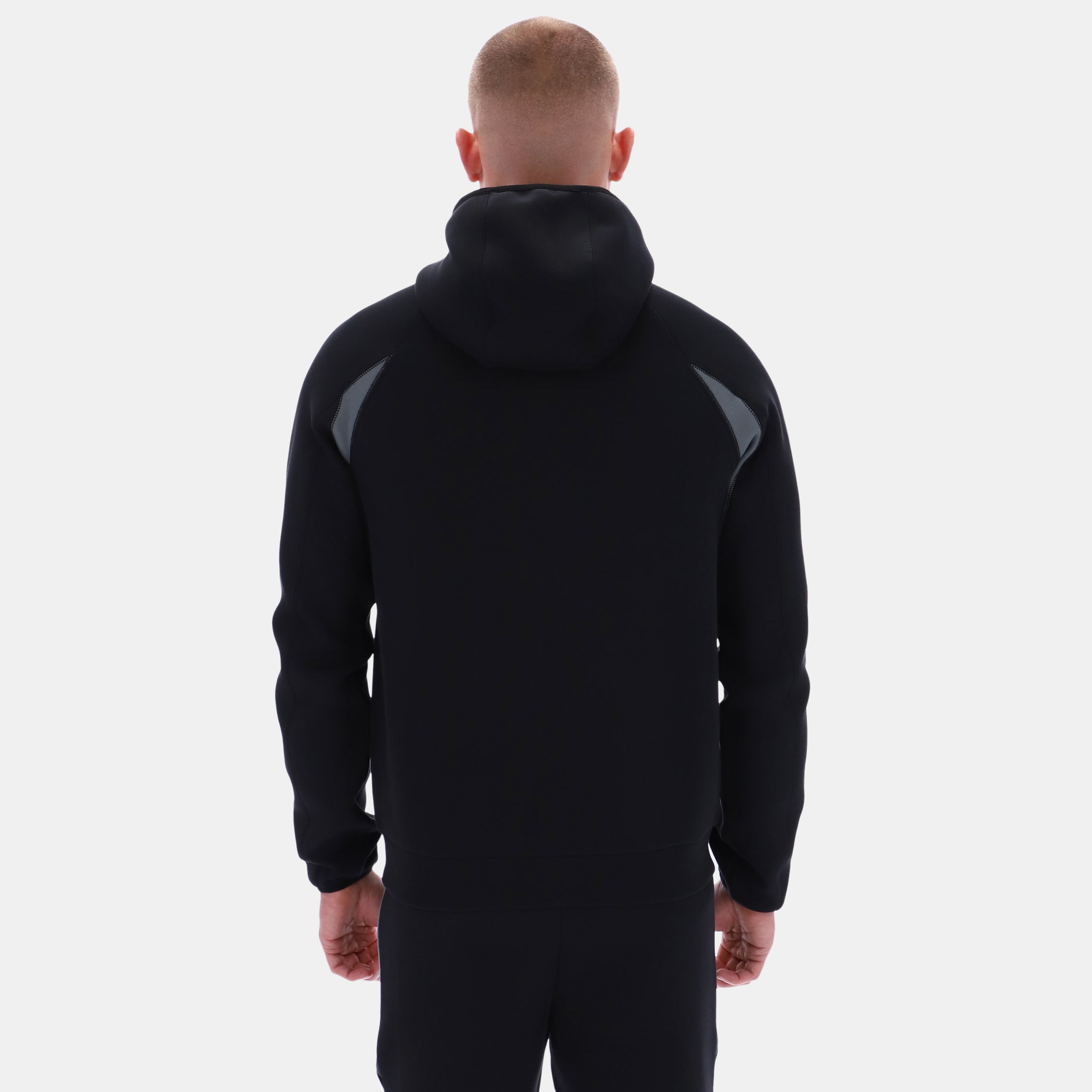 Contrast Panel Zip Hoody Black
